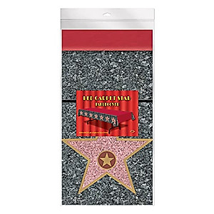 Beistle Carpet "Star" Tablecover, 54 by 108-Inch, Red