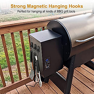 Magnetic Grill Hooks, Magnet Hooks for Grills, Rust Proof & Heavy Duty Outdoor Magnetic Hooks, Grills Magnetic Hooks for Barbecue Tool, Outdoor Hanging, Refrigerator, Grill, Kitchen, Black(3 Pack)