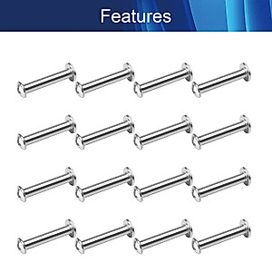 Juvielich Screw Post Fit for 1/8"(4mm) Hole Dia,20 Sets Female M4x20mm Chicago Screw Binding Screw Post Belt Buckle Binding Bolts Leather Fastener for Scrapbook Photo Albums Binding,DIY Enthusiasts