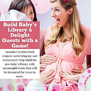 Amanda Creation Watercolor Pink Floral Cow “Bring a Book” Cards for Baby Showers, 20 2.5 by 4 Inch Double Sided Insert Cards, Invite Guests to Bring a Book for the Baby