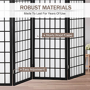 Room Divider Panel, 4 Panel Partitions and Dividers Freestanding, 6FT Room Dividers and Folding Privacy Screens, Room Divider Screen, Plum Blossom Shoji Screen for Home Office Bedroom, White