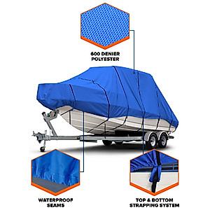 Budge B-621-X5 600 Denier Hard/T-Top Boat Cover Gray 18'-20' Long (Beam Width Up to 106") Waterproof, UV Resistant