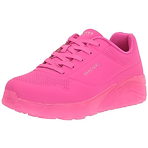 Skechers Girls Uno Ice Sneaker, Hot Pink, 2 Little Kid