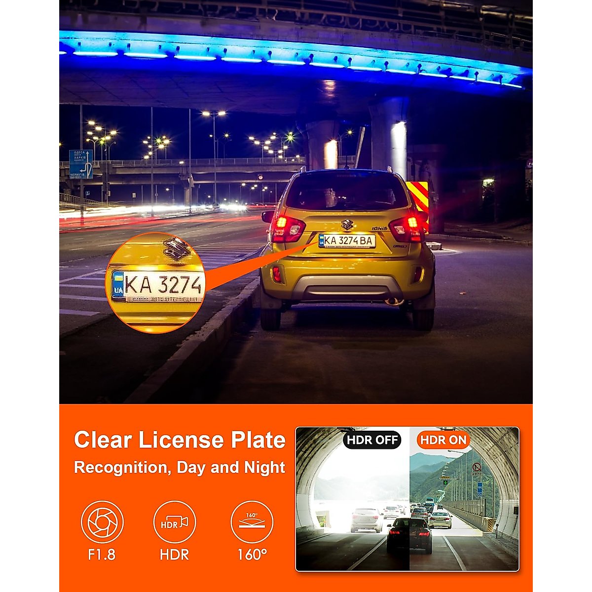 【Bundle: Vantrue E1 Lite 1080P WiFi Mini Dash Cam + Type C USB Hardwire Kit】Vantrue E1 Lite 1080P WiFi Mini Dash Cam with GPS and Speed, Free App, Voice Control Detachable Dash Camera,24H Parking Mode