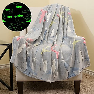 Glow in The Dark Blanket, Soft Plush Kid's Throw, Airplanes Pattern, Fleece, Fun Gifts for Boys and Girls, Unique Birthday Present, Baby Blanket, All Season Blanket, Travel, 40"x60"
