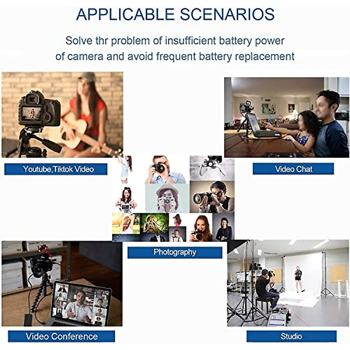 HY1C ACK-E10 AC Power Adapter DR-E10 LP-E10 Dummy Battery Kit for Canon EOS Rebel T7 T6 T5 T3 1100D 1200D 1300D 1500D 2000D Cameras