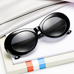 SUNOVELTIES 6 Pack Retro Kurt Cobain Clout Goggles Sunglasses Neon Colors Round Lenses Polarized Eyewear Hype Beast Style Party Costume Glasses for Teenagers Women Men