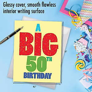 NobleWorks - 50th Big Funny Birthday Card (8.5 x 11 Inch) - Group Milestone Notecard for Year Old, Birthday Congrats - Big 50 J3940BDG