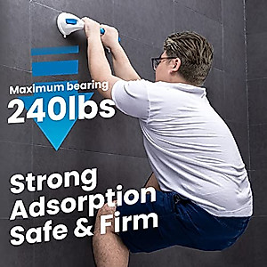 LEVERLOC Shower Grab Bar, Suction Grab Bars for Bathtubs and Showers, Easy to Install Removable Shower Handle for Bathroom Safety Grip for Seniors Elderly, Heavy Duty Handrails Waterproof No Drilling