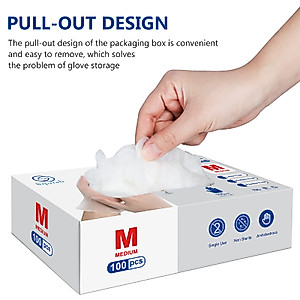 Disposable Gloves, Squish Clear Vinyl Gloves Latex Free Powder-Free Glove Health Gloves for Kitchen Cooking Food Handling, 100PCS/Box, Medium