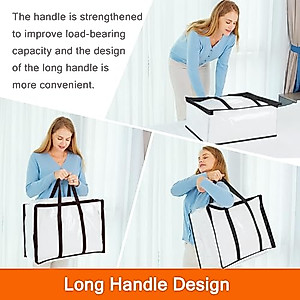 Vieshful 4 Pack Clear Clothes Storage Bag, 40L Zippered Closet Organizer, Plastic Storage Containers Moving bags for Comforter, Blanket, Bedding, Duvet, Toys