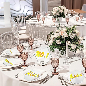 BAEAIEOU Clear Acrylic Table Sign with Stand,50 Pack Wedding Table Numbers Holders DIY Blank Acrylic Sheet for Wedding Banquet Events Decor