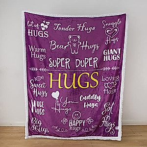 Piwaka Hug Blanket Gifts for Loved One - Cosy Sherpa Fleece Blanket in Purple | Machine Washable Plush Blankets - Heartwarming Gifts - Sentimental Gifts - Get Well Soon Gifts for Women