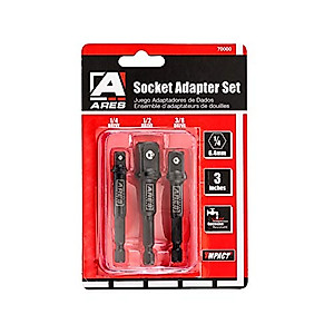 ARES 70000-3-Inch Impact Grade Socket Adapter Set - Turns Impact Drill Driver into High Speed Socket Driver - 1/4-Inch, 3/8-Inch, and 1/2-Inch Drive