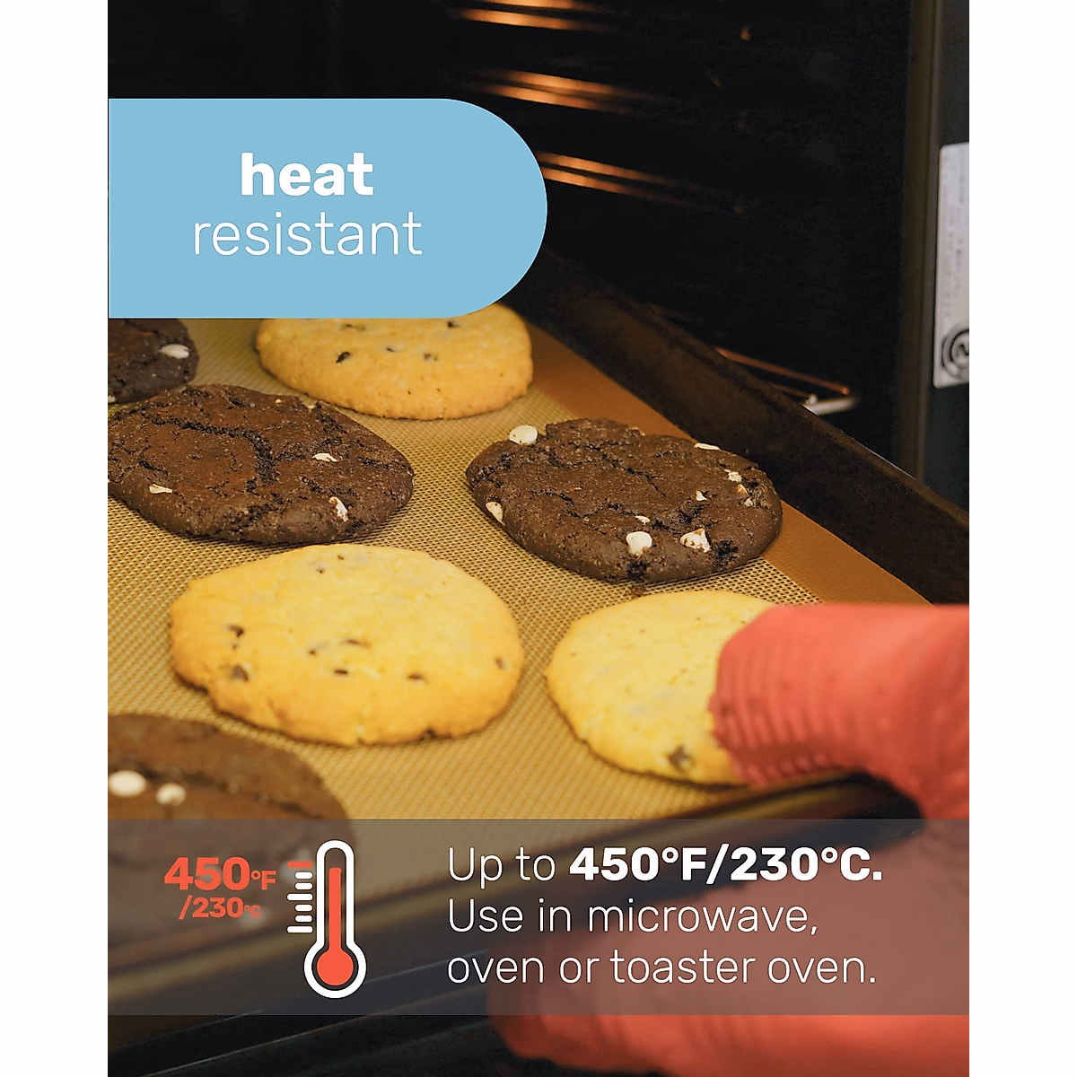 Silicone Baking Mats Set of 3, 1 Half Sheet, 1 Quarter Sheet & 1 Round Nonstick Silicone Mats for Baking - Food Grade Silicone Baking Sheets for Cookies Macarons Bread Pastry Pizza