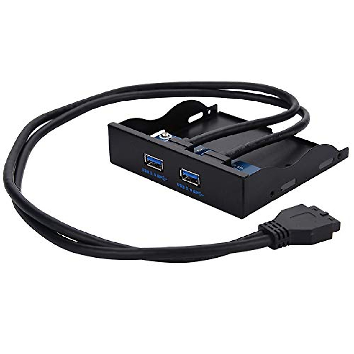ASHATA USB Front Panel,USB 3.0 Floppy Front Panel with 2-Port,3.5 inches Floppy Bay 19 Pin to 2 Interface USB3.0 HUB
