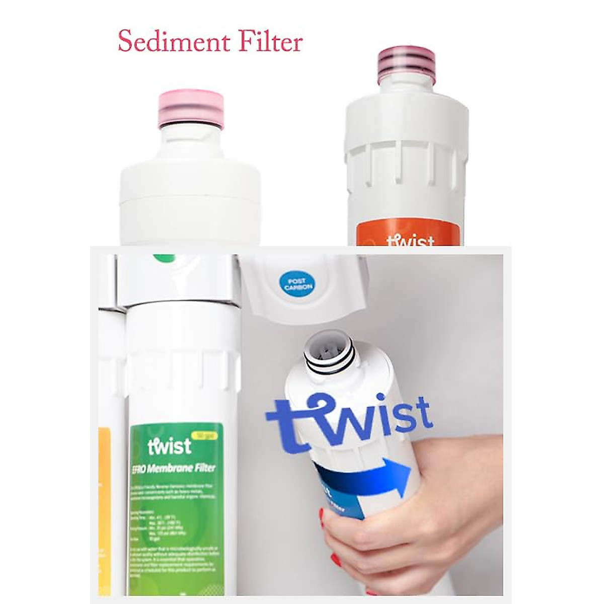 11 inch AQUAVI Twist Sediment Water Filter for Reverse Osmosis RO System Quick Connect Replacement or Add-on, Improve Water Taste