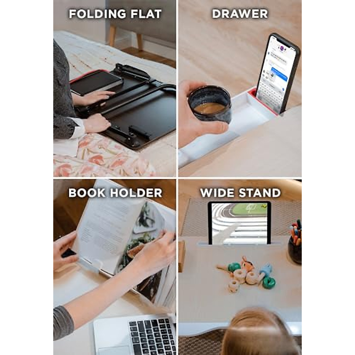 Cooper Mega Table Plus [Premium XXL Extra Large] Laptop Lap Desk & Book Stand | Multifunctional Foldable Lap Desk, Laptop Desk for Bed, Portable Desk, Laptop Pad, Lapdesk Laptop Lap Tray (White Oak)