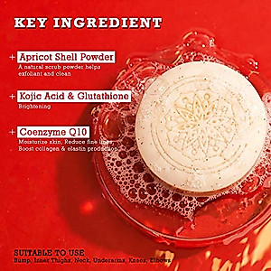 Koji White Kojic Acid Bump Eraser Body Scrub Soap for Exfoliation Butt, Elbow, Underarm with Glutathione, Coenzyme Q10, Skin Brightening for Fade Dark Spots, Fine Lines and Wrinkles, 2.82 oz (2 Bars)