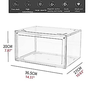 Three Piece Clear Shoe Box 360° Acrylic Clear Shoe Box Handbag Storage Display Box Stackable Shoe Box Drop Front Shoe Box Magnetic Door Organizer 14.37 * 7.87 * 10.63 inches for US size 14