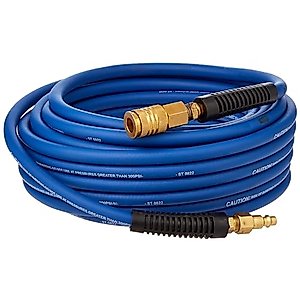 Estwing E1450PVCR 1/4" x 50' PVC / Rubber Hybrid Air Hose with Brass 1/4" NPT Industrial Fitting and Universal Quick Connect Coupler