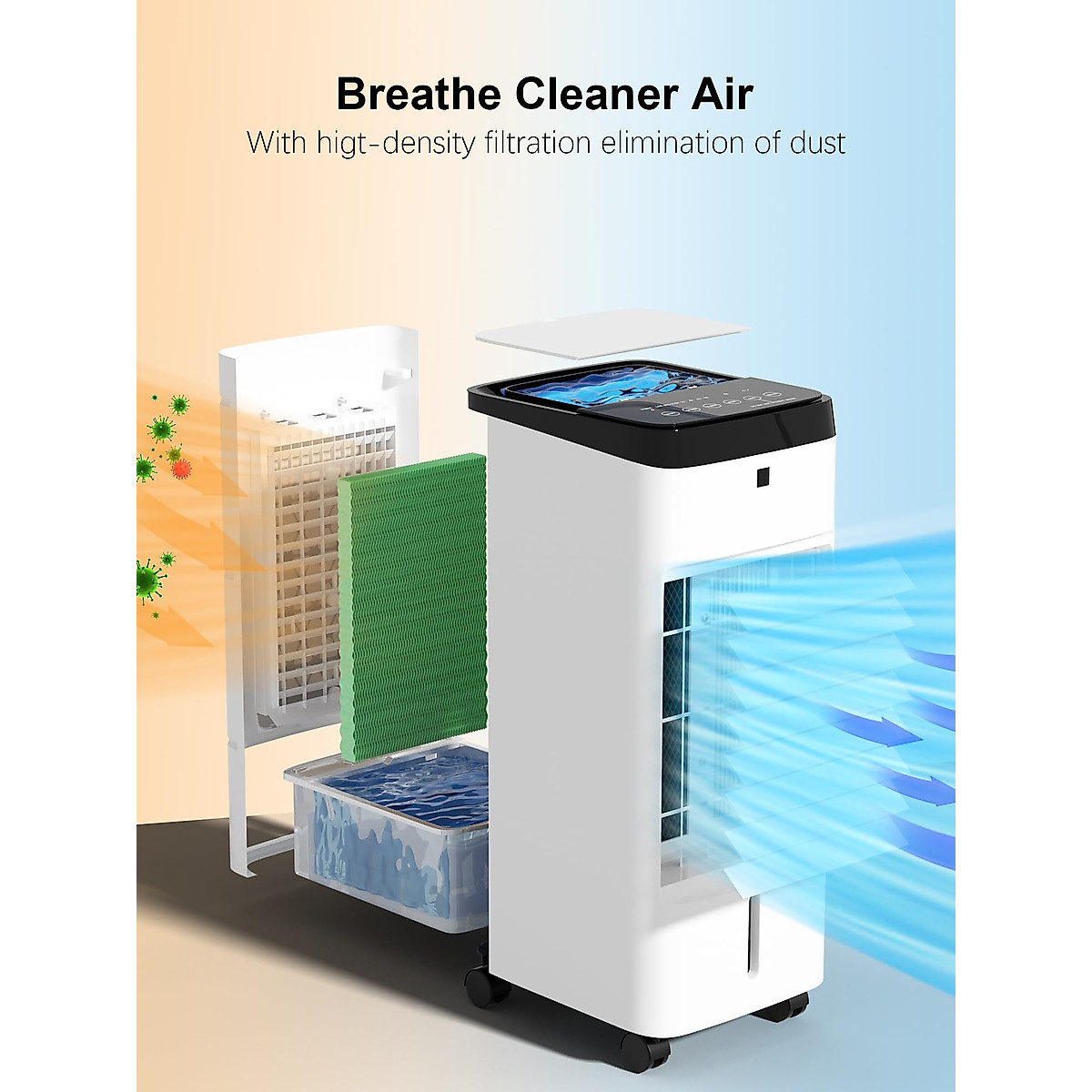 Landeagle Portable Air Conditioners,3-IN-1 Swamp Cooler with Remote,22"Windowless Portable AC Unit with 3 Modes&Speeds,12H Timer,6 Ice Packs,Small Evaporative Air Cooler for Room Office Bedroom Indoor