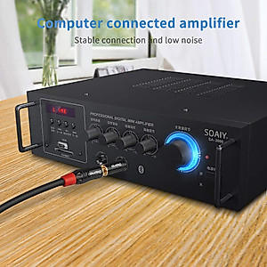 Disino 1/4" Mono to 1/8" Stereo Adapter, New Upgrade Gold-Plated 6.35mm TS Male Jack to 3.5mm TRS Female Stereo Adapter for Headphone, Amp Adapte, Black - 1 Pack