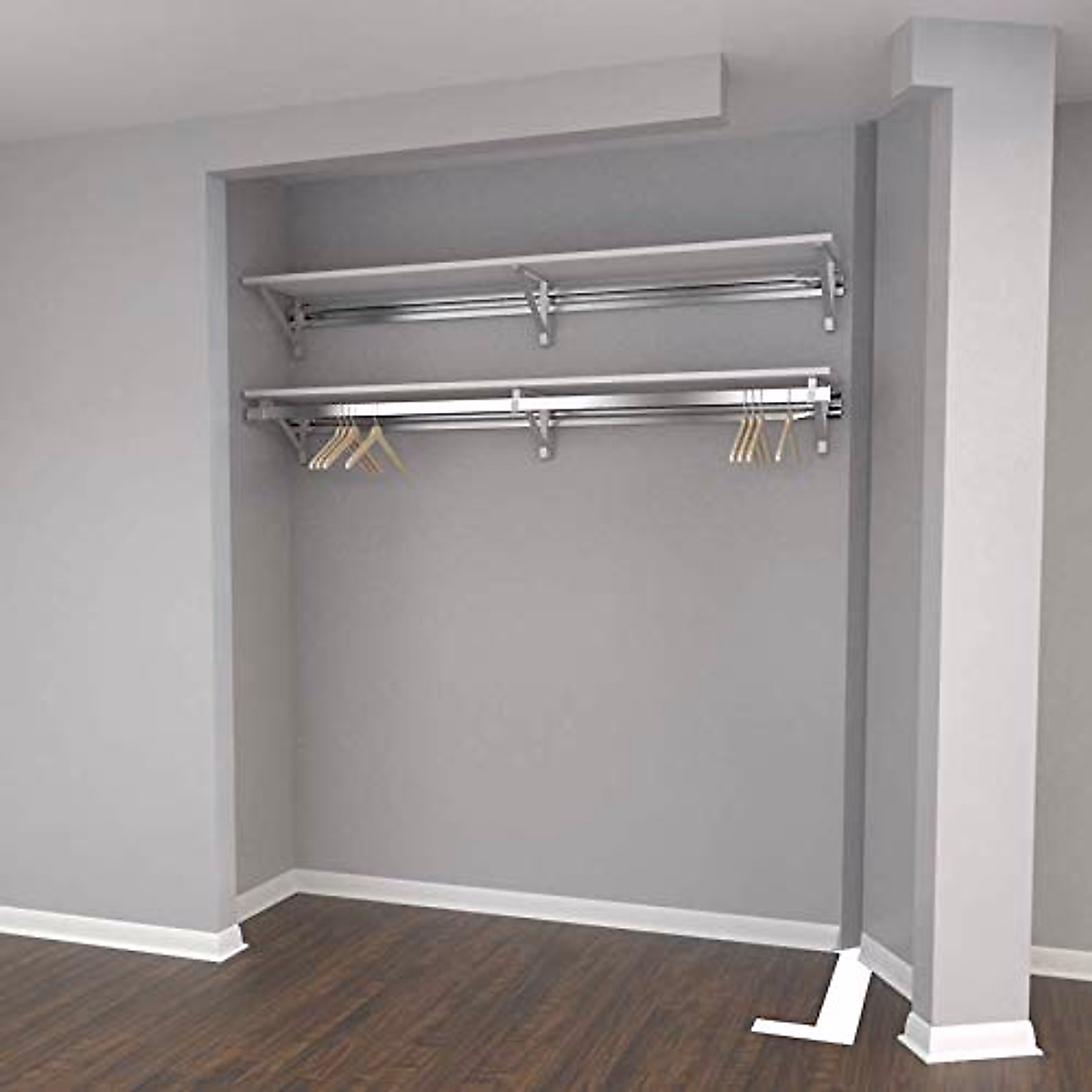 Arrange A Space Arrrange a Space RCMAY Better 52" Top Single Shelf/Hang Rod Kit White Closet System