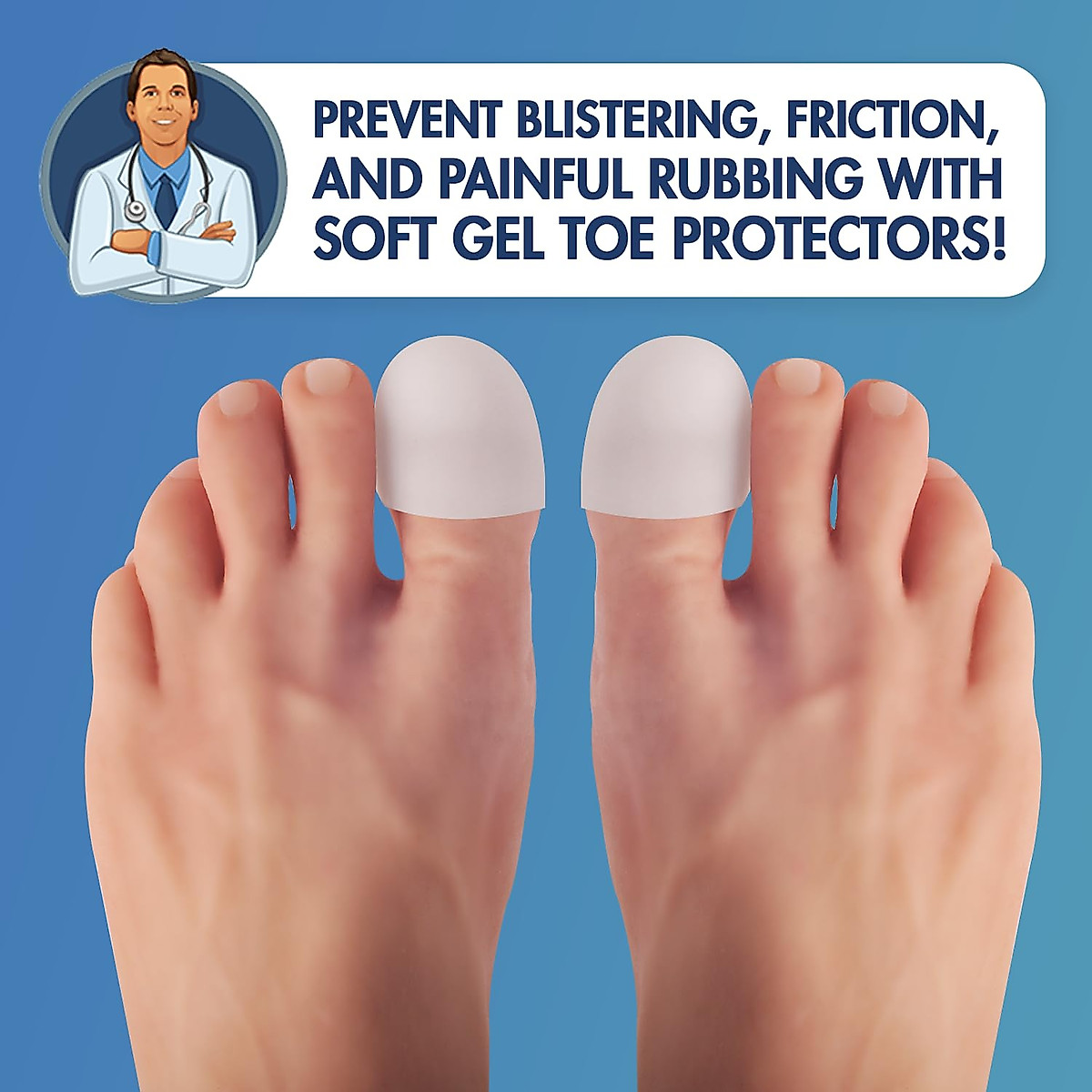 Dr. Frederick's Original Soft Gel Toe Protectors for Men & Women - 6 Pieces - Toe Caps for Foot Pain Relief - Flexible Cushions - Toe Sleeves for Ingrown Toenails, Corns, Calluses, Blisters - Medium
