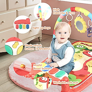 BLUELF Baby Play Mat Baby Gym, Baby Activity Mat with Play Piano Music and Lights, Piano Gym Floor Mat, Early Development Baby Play Mat Gift for Babies Newborn