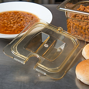 Carlisle FoodService Products 10511U13 StorPlus High Heat Universal Handled Notched Food Pan Lid, Sixth Size, Amber