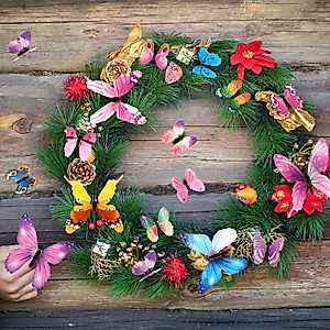 96 Pieces Glow in The Dark Luminous 3D Butterfly Wall Decals Decor Removable Butterfly Stickers DIY Art Crafts Decor for Kids Bedroom Home Garden Decorations Christmas (Pink, Purple, Mixed)