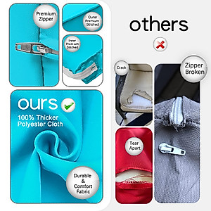 ClawsCover 17Pack Outdoor Seat and Back Cushions Replacement Covers Fit for 8 Pieces 7-Seater Wicker Rattan Patio Furniture Conversation Set Sectional Couch,Turquoise-Include Cover Only