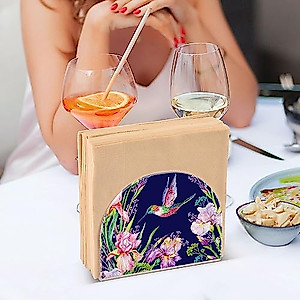 Kigai Napkin Holder for Table Hummingbird Iris Flower Clear Paper Towel Napkin Holders Standing Napkin Dispenser for Kitchen, Bathroom, Dining Table, Countertop