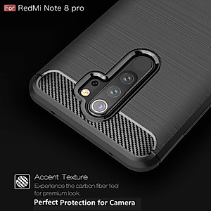 CruzerLite Case Compatible with Xiaomi Redmi Note 8 Pro Case, Carbon Fiber Texture Design & Leather Texture Back Cover Anti-Scratch Shock Absorption Case Made for Xiaomi Redmi Note 8 Pro (Black)