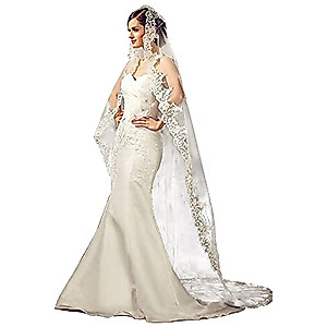 Babyonline Lace Edge Cathedral Length Wedding Bridal Veil,White