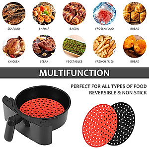 Viwehots Silicone Air Fryer Liners, Reusable Air Fryer Silicone Liners 4 Pack, Easy Clean Air Fryer Accessories, Non Stick Dia 8" Airfryer Accessory Parchment Replacement Basket Liners Mixing Color