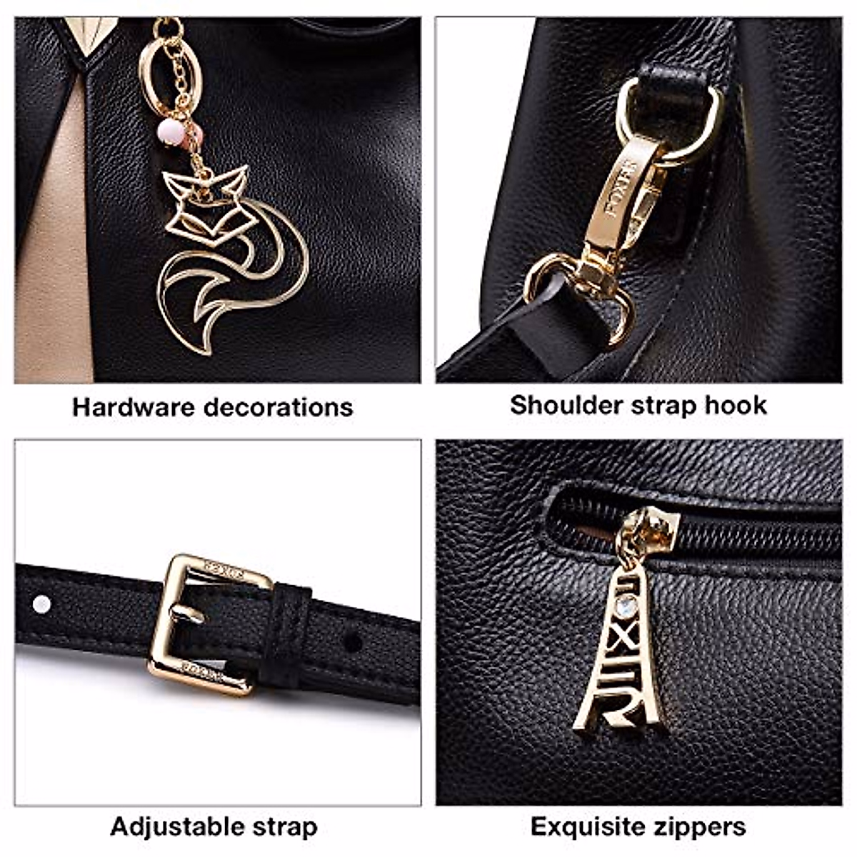 Gifts for Mom Leather Handbags for Women, Genuine Leather Lady Top-handle Totes Women's Fashion Crossbody Bags Womens Carryall Purses and Handbags (Black)