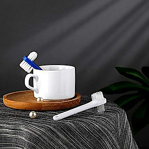 Denture Brush Dual Head Toothbrushes Hard Denture Cleaning Brush Denture Toothbrush Cleaning Brush False Teeth Brush Toothbrush for False Teeth Cleaning, 2 Colors (6 Pieces)