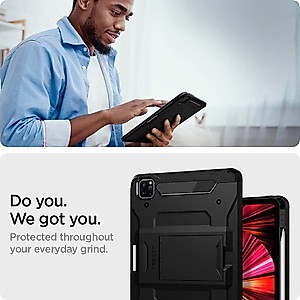 Spigen Tough Armor Pro Designed for iPad Pro 11 inch Case M2 4th Generation (2022) / 3rd Generation (2021) / 2nd Generation (2020) / 1st Generation (2018) with Pencil Holder - Black