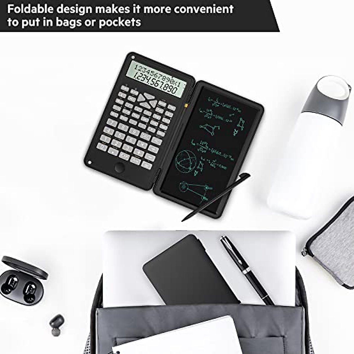 LMAIVE Scientific Calculators, Calculators 12-Digit Calculator with Writing Tablet, Foldable Financial Calculator, LCD Dual Display Desk Calculator Pocket Calculator for School Office