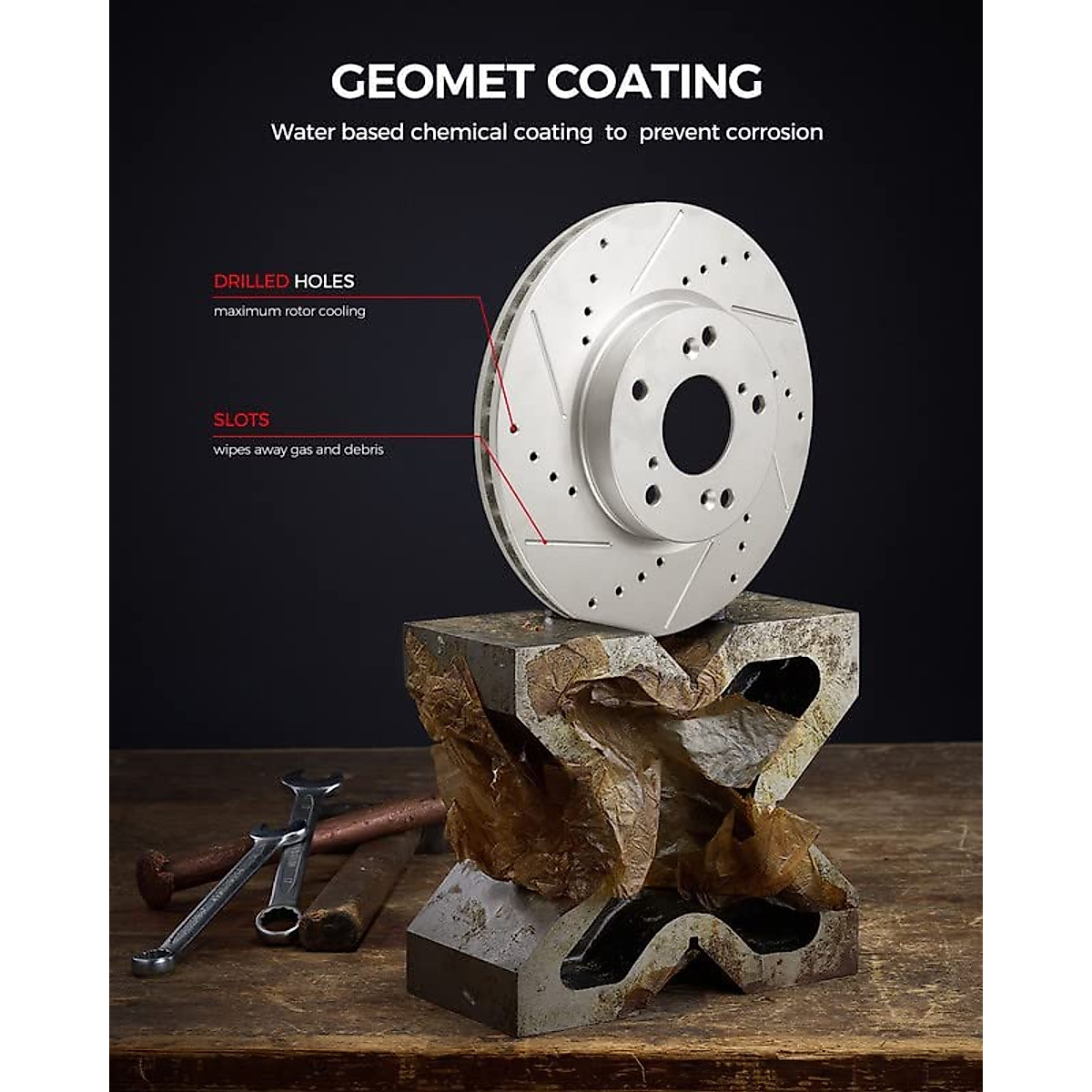 KAC Rear Disc Brake Rotors Drilled & Slotted Replacement for FX35 2003-2012, FX45 2003-2008, Q50 2014-2019, MURANO 2003-2019 Excluding 2008, PATHFINDER 2013-2019, QUEST 2004-2017 Excluding 2010