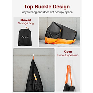 Puroma Motorcycle Cover, 105'' XXX-Large Heavy Duty Motorcycle Cover Waterproof Outdoor Indoor Scooter Shelter Protection with 4 Reflective Strips for Harley Davidson, Honda, Suzuki, Kawasaki, Yamaha