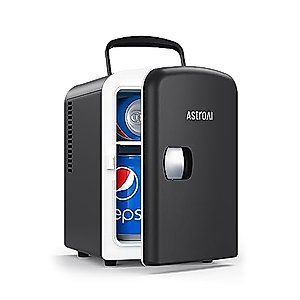 AstroAI Mini Fridge, 4 Liter/6 Can AC/DC Portable Thermoelectric Cooler and Warmer Refrigerators for Father's Day Gift, Skincare, Beverage, Food, Home, Office and Car, ETL Listed (LY0204A/Black)