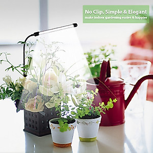 Juhefa Grow Light for Indoor Plants Growing, 6000K Full Spectrum Gooseneck Plant Lamp for Seedings Succulents Small Plants, Auto On/Off Timing & 5 Dimming, 2-Pack