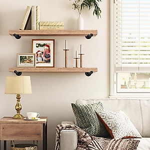 Home Expert 6 Inch Black Industrial Pipe Floating Clothing Rack Wall Mounted, Heavy Duty Garment Rack for Hanging Clothes, Multi-purpose Hanging Rod for Closet Storage, 2 Pack