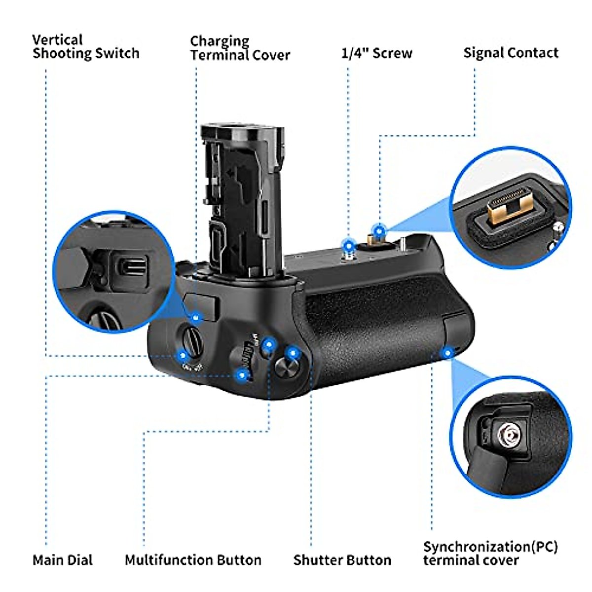 Neewer Vertical Battery Grip with 2.4G Wireless Remote Control ，Compatible with Canon EOS R Mirrorless Digital Camera，Replacement for BG-E22，Works with LP-E6N/LP-E6NH Battery (Battery Not Included)