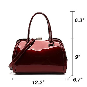 Style Strategy red purses patent handbags for women Top Handle with kiss lock Satchel Shoulder big bags leather crossbody for women