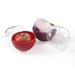 Magicaleast 2PCS Fruit and Vegetable Shaped Savers Onion and Tomato Storage Containers for Fridge Vegetable Crisper Makes Food Stays Fresh Longer