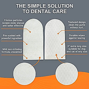 yadee Dog Teeth Cleaning Finger Wipes, 100Pcs Dog Dental Care Wipes for Cats and Dogs, Pet Oral Cleansing Presoaked Teeth Wipes, Freshen Breath, Reduce Plaque & Tartar, No Brushing